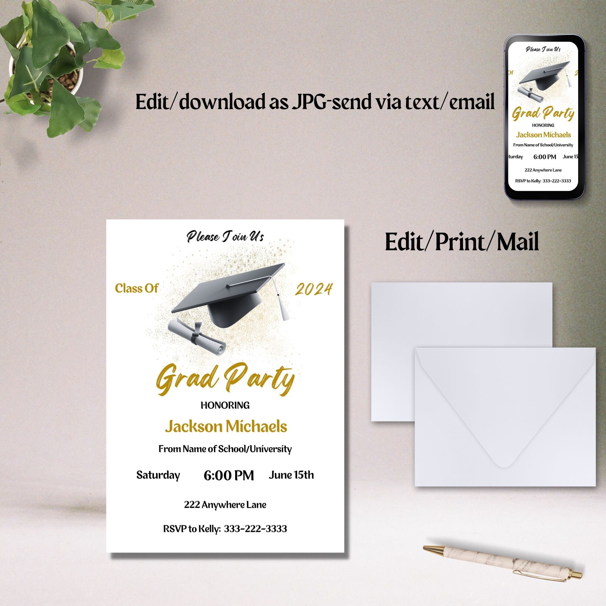 Graduation Party Invitation Template-5x7- INSTANT Download-editable ...