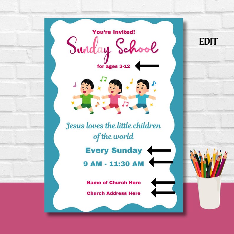 Sunday School Invitation-instant Download-5x7-editable-printable-church ...
