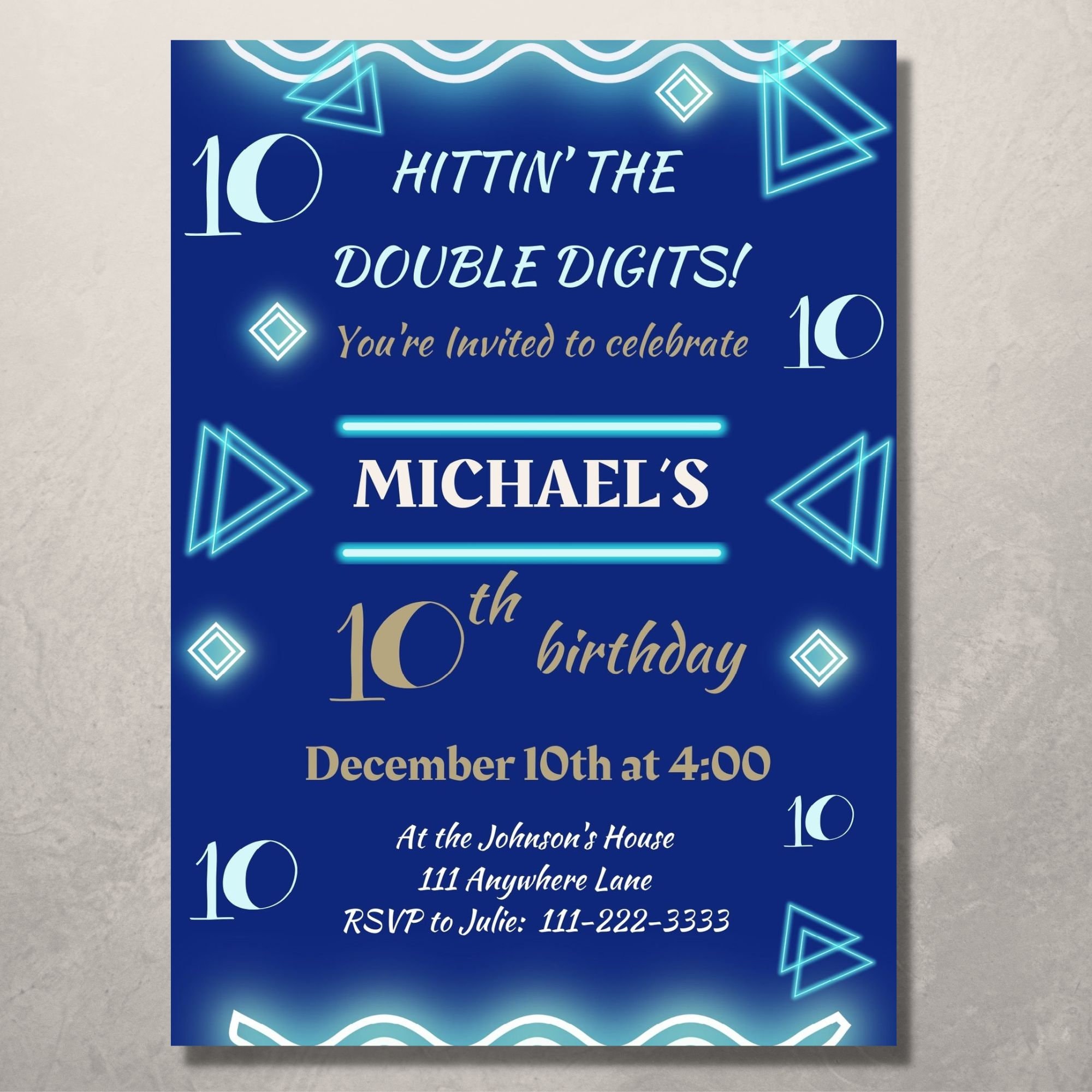 Editable-10th Birthday- Double Digit Birthday Invite Boy-5 X 7-INSTANT ...