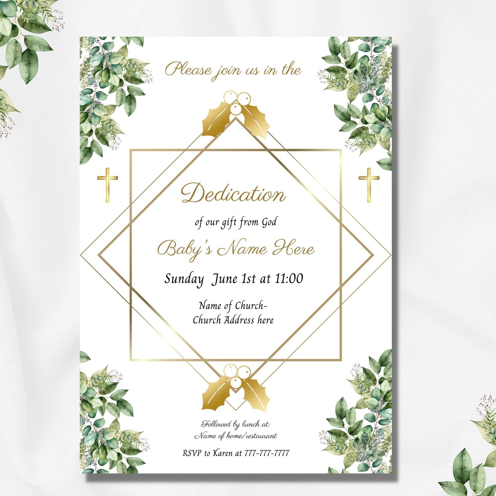 Editable Christian Baby Dedication Invitation-template-instant Download ...
