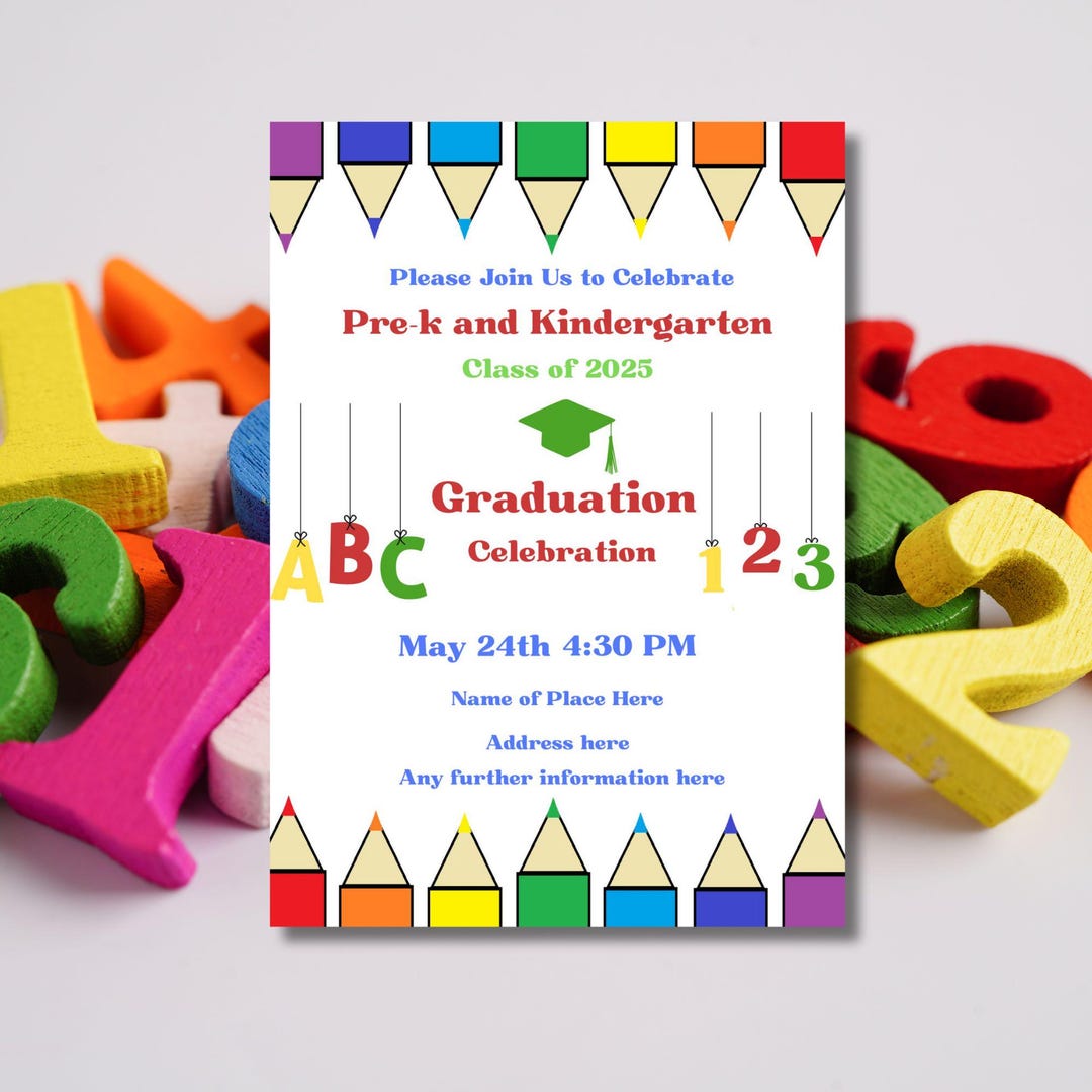 Editable Pre-kindergarten Graduation Invitation-kindergarten Graduation ...