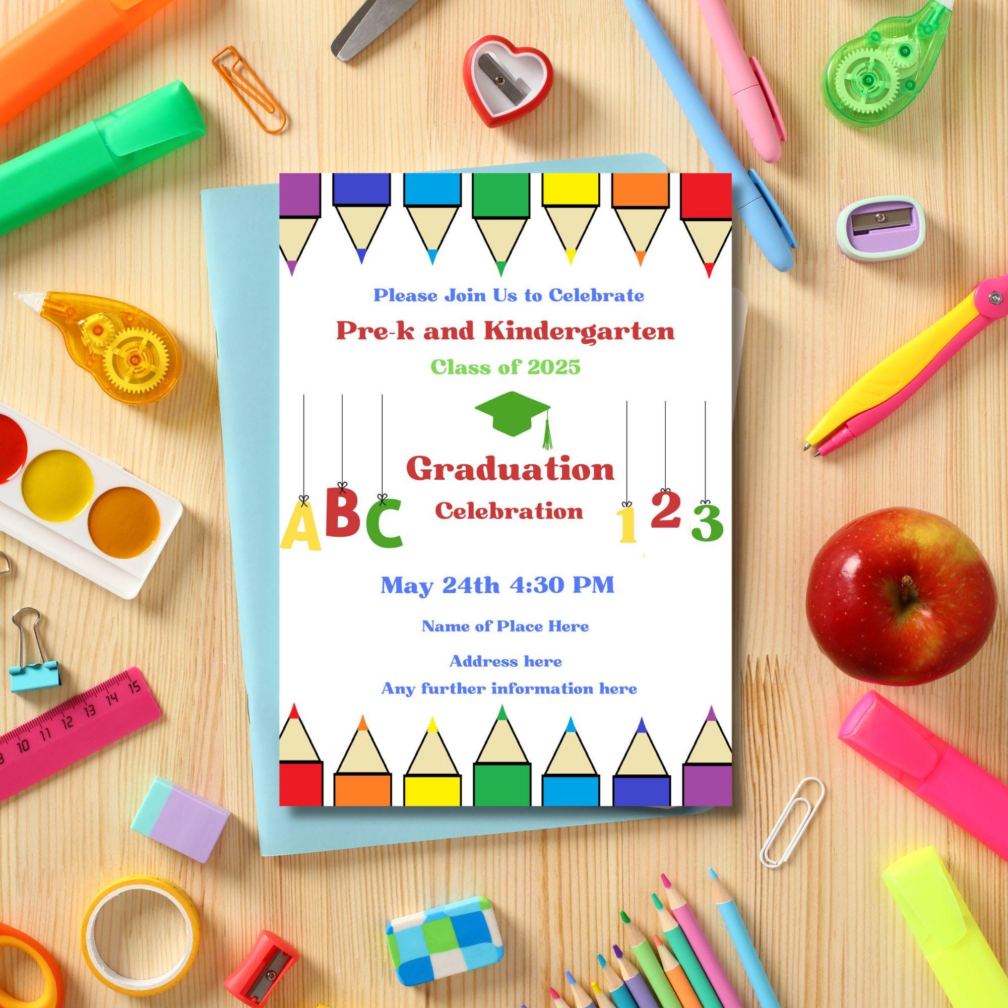 Editable Pre-kindergarten Graduation Invitation-kindergarten Graduation ...