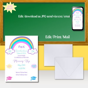 Editable Pre-kindergarten Graduation Invitation-kindergarten Graduation ...