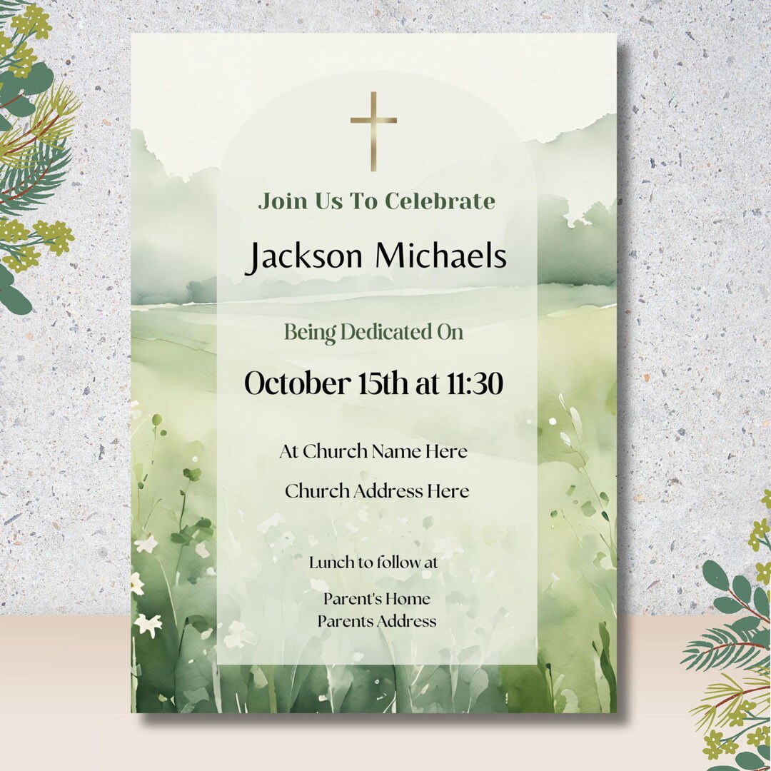 Editable Christian Baby Dedication Invitation-template-instant Download ...