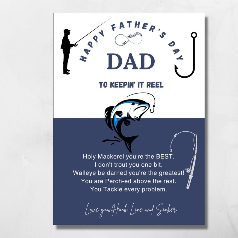 Printable Happy Fathers Day Card for a Fisherman-instant DOWNLOAD-5 X 7 ...