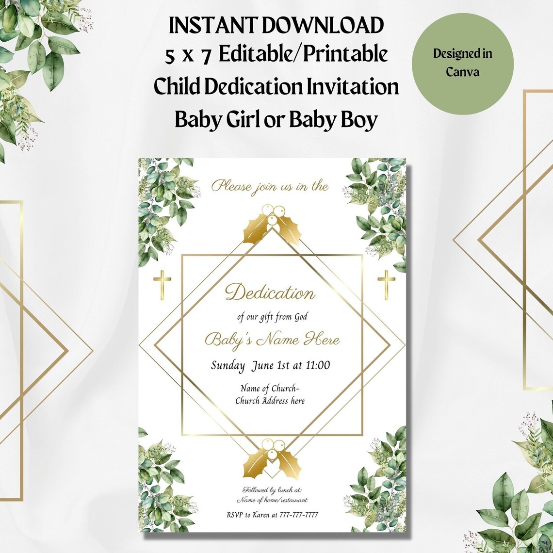 Editable Christian Baby Dedication Invitation-template-instant Download ...