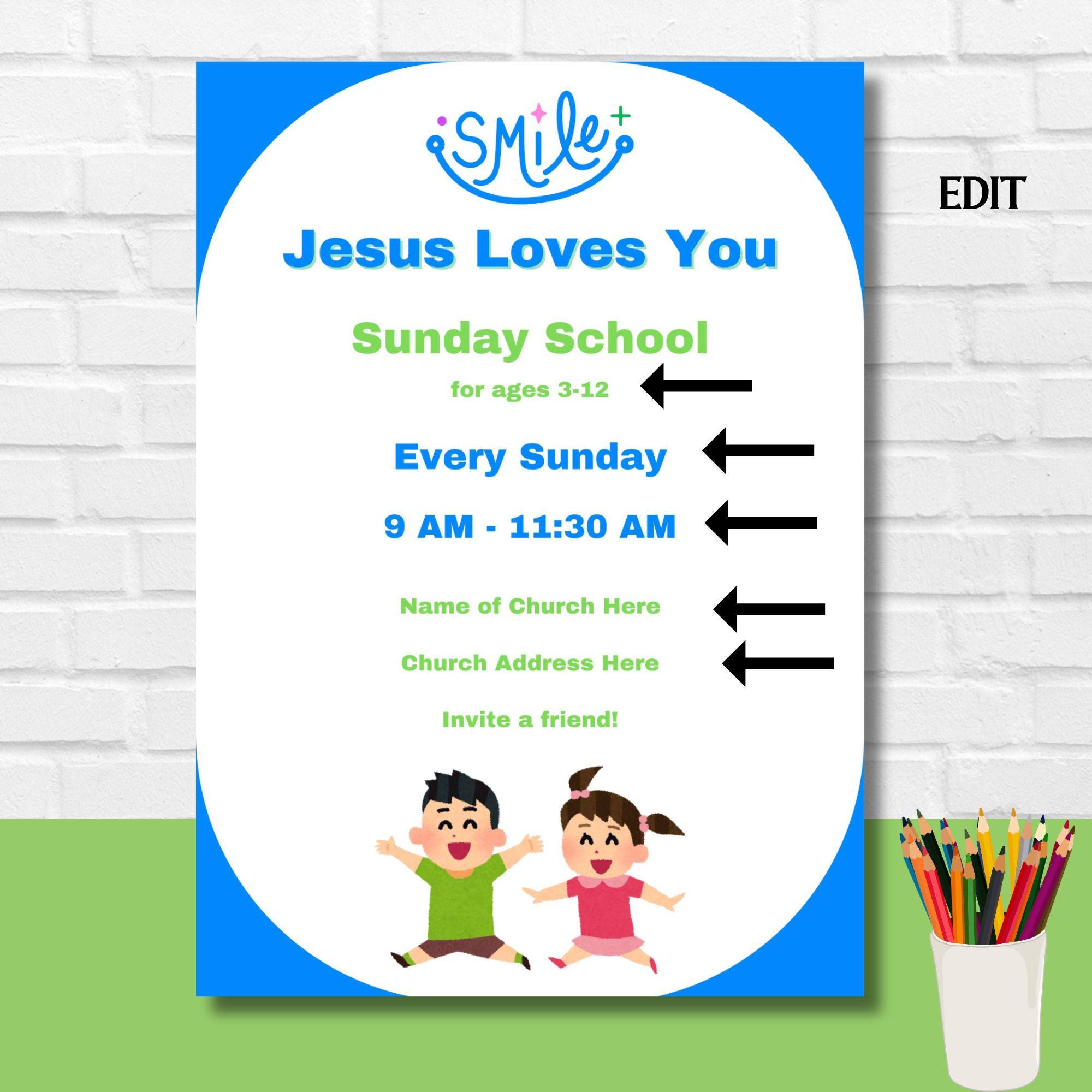Sunday School Invitation-instant Download-5x7-editable-printable-church ...