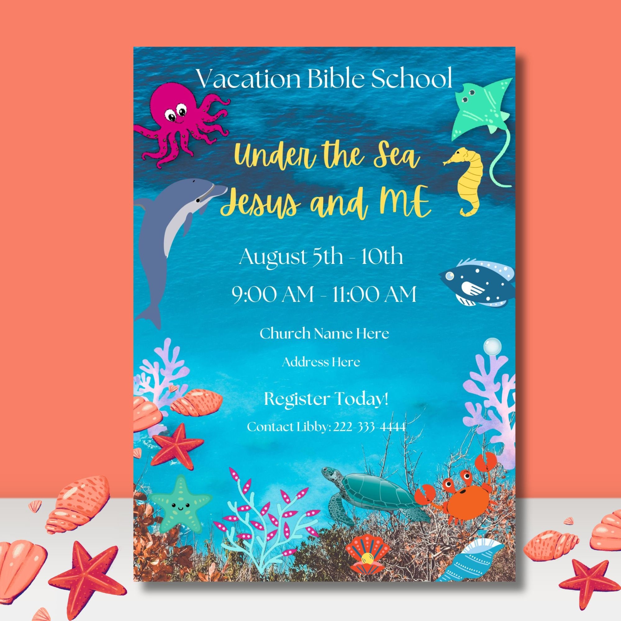 Under the Sea Vacation Bible School Invitation-instant Download-5x7 ...