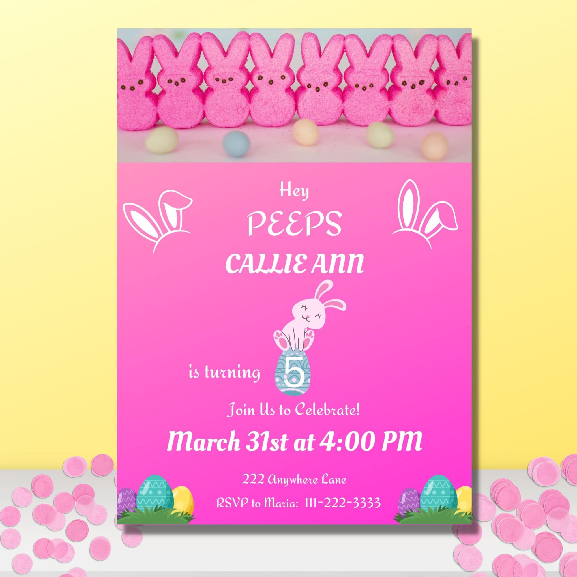 Editable-printable Peeps Birthday Invitation-5x7-instant Download ...