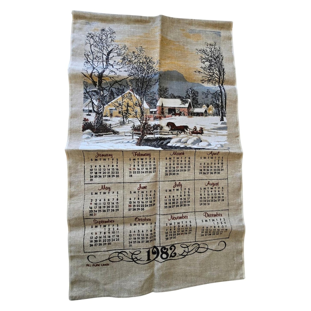 1982 Vintage Linen Hanging Wall Calendar 16" - Etsy