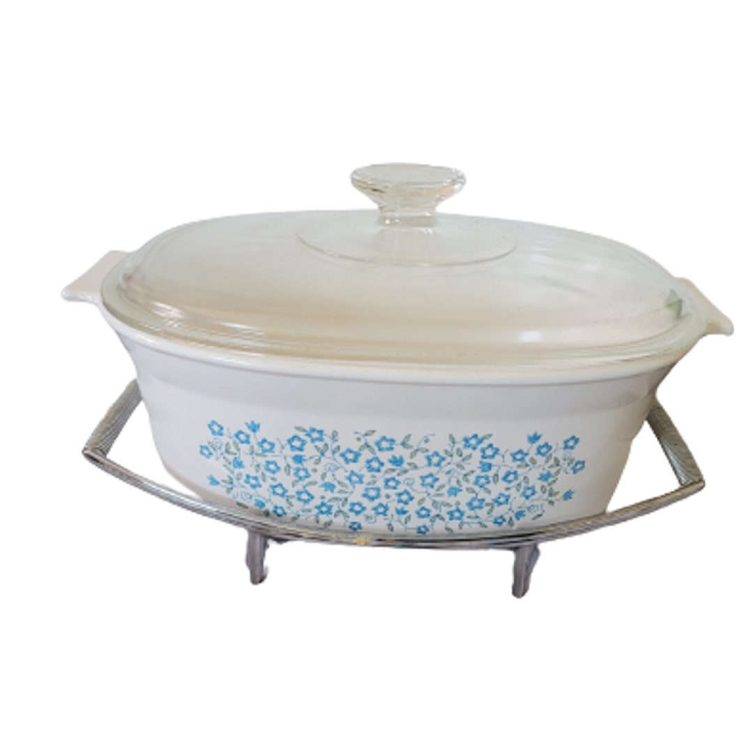 Vintage Corning Ware Blue Heather 2.5 Qrt Covered Dish With Holding ...