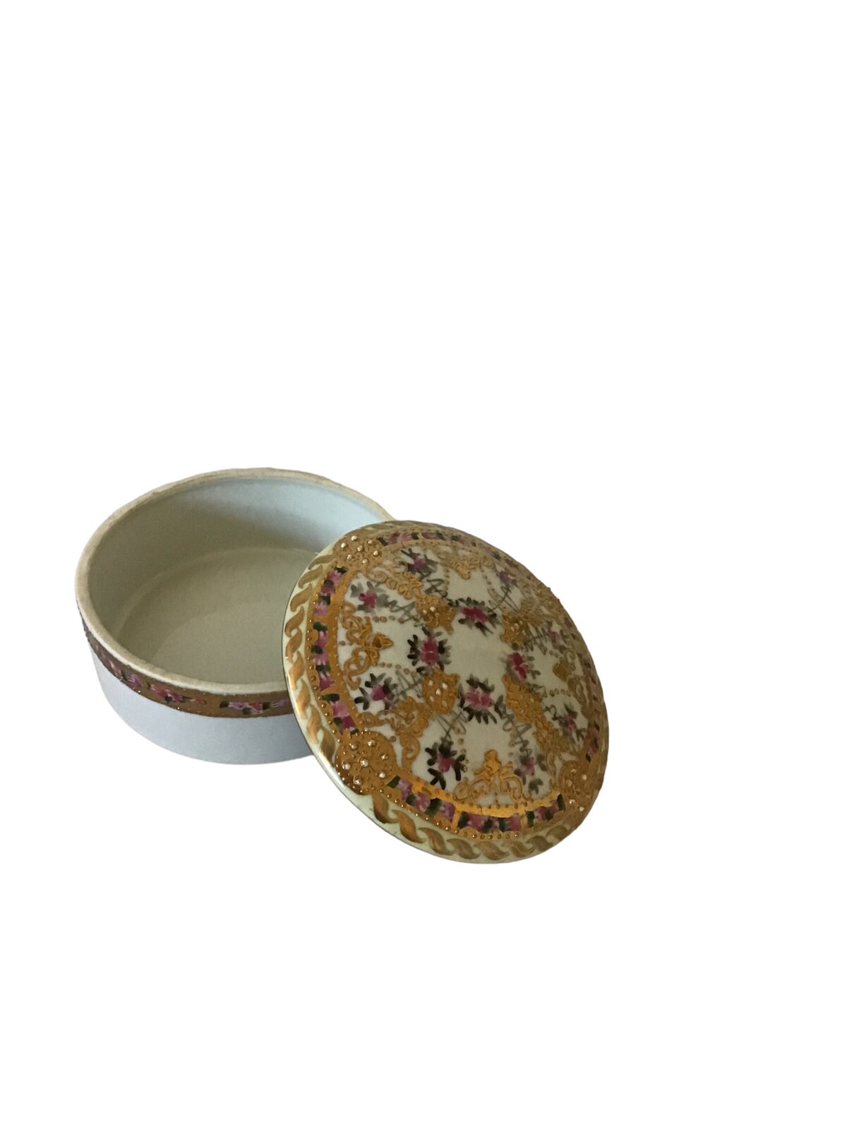 Vintage Nippon Hand Painted Porcelain Powder Box Gold Rose - Etsy