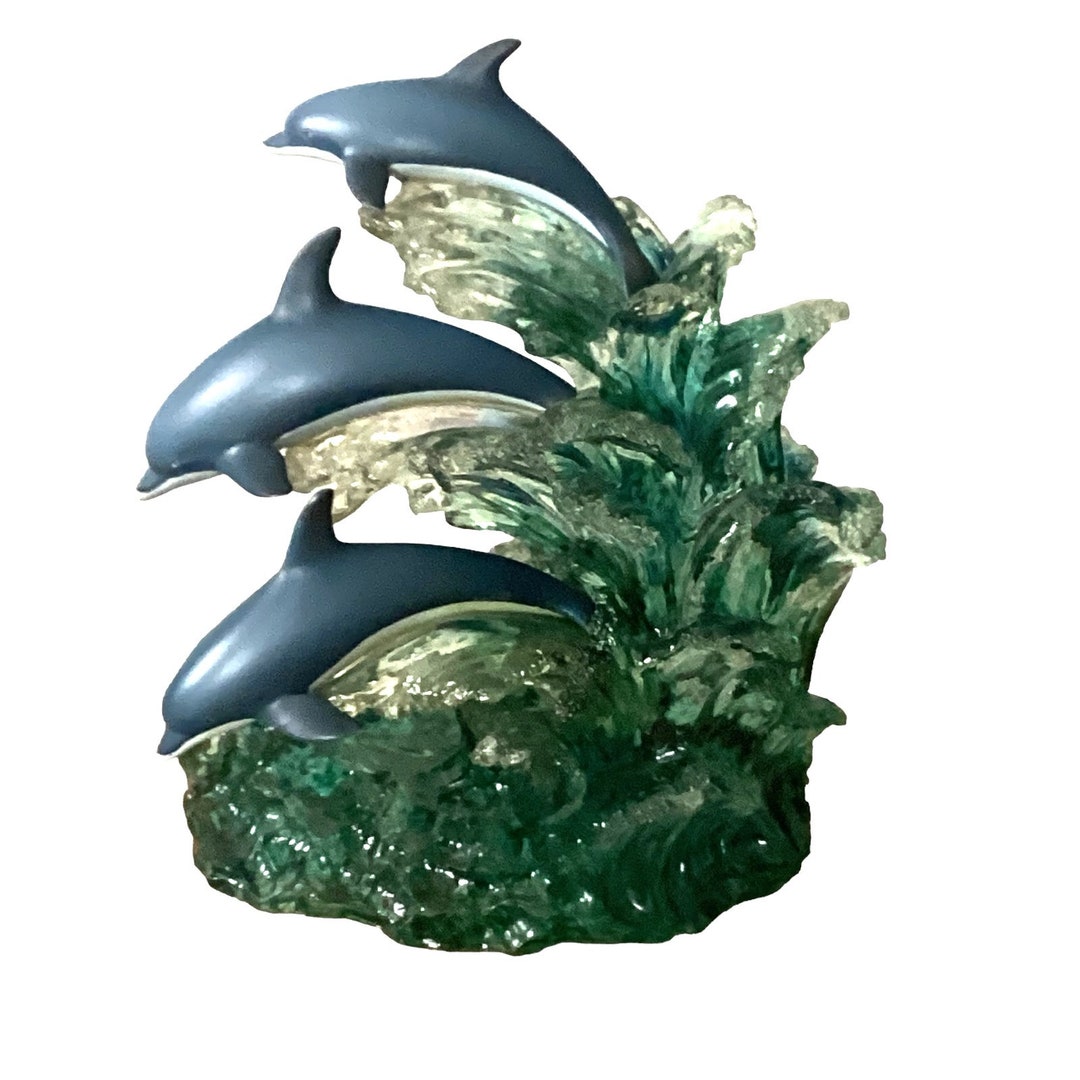 Dakin Wyland Artist Collection Dolphin Trio 2000 #b598 Resin Figurine ...