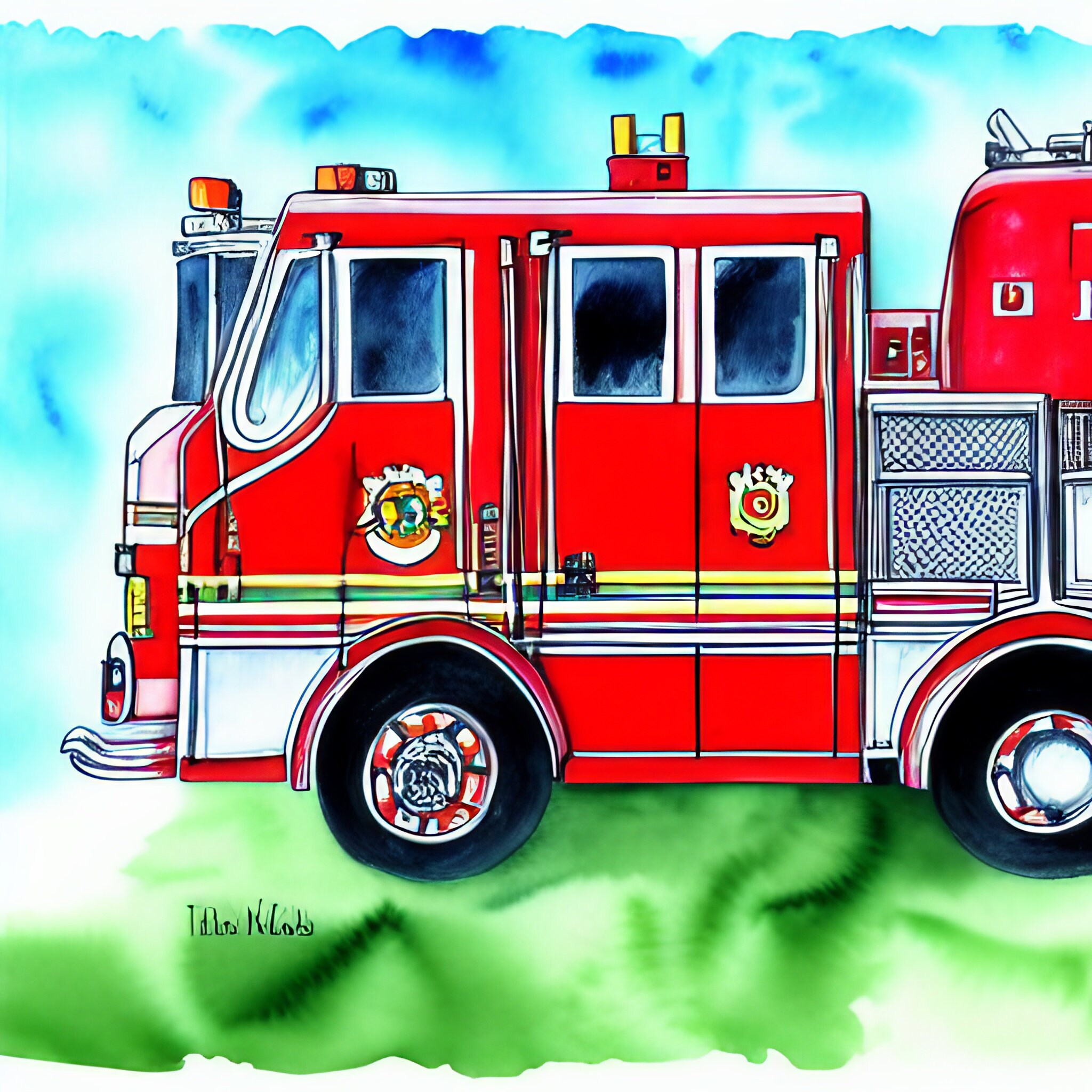 20 Firetruck Themed Digital Designs for Birthdays, Parties, Special ...