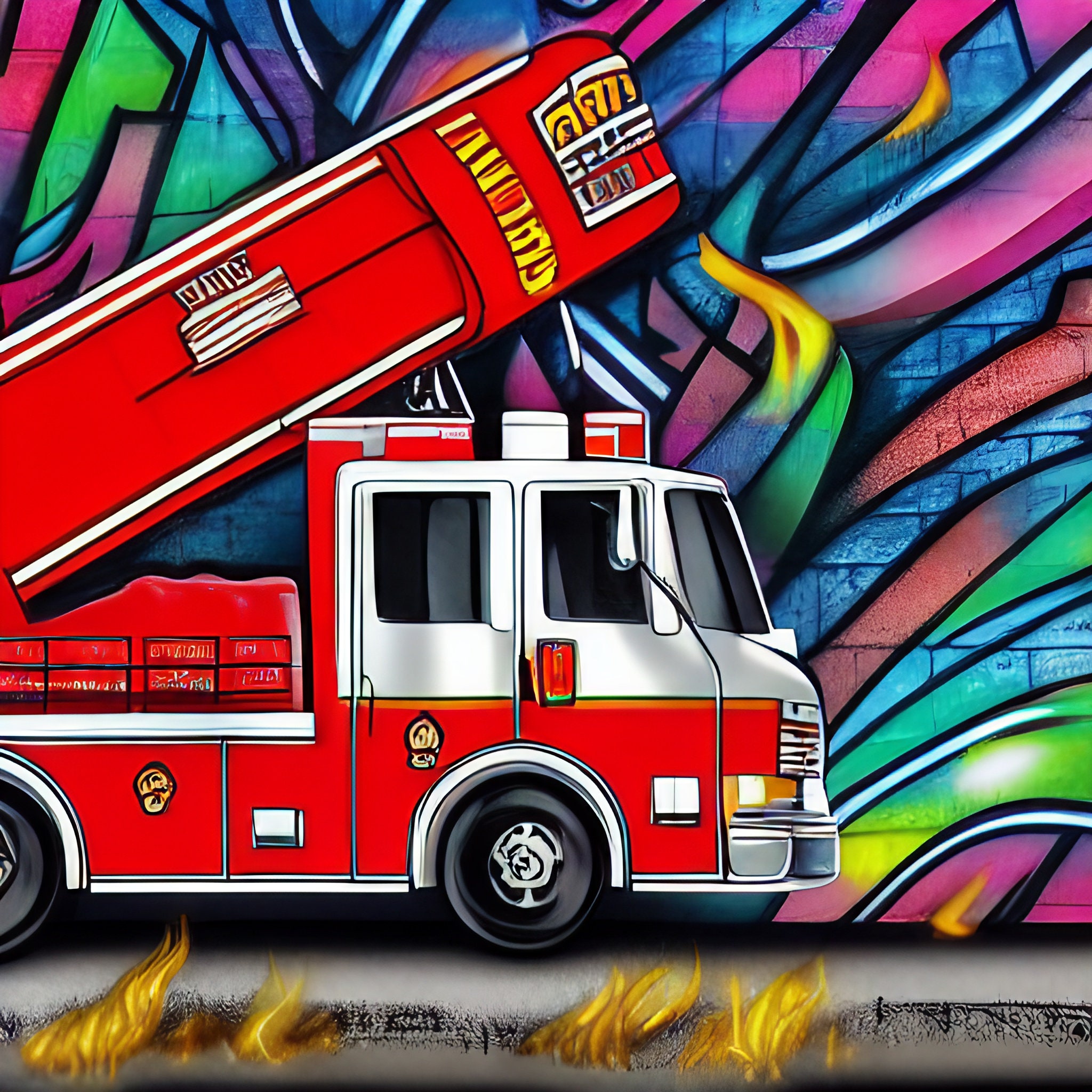20 Firetruck Themed Digital Designs for Birthdays, Parties, Special ...