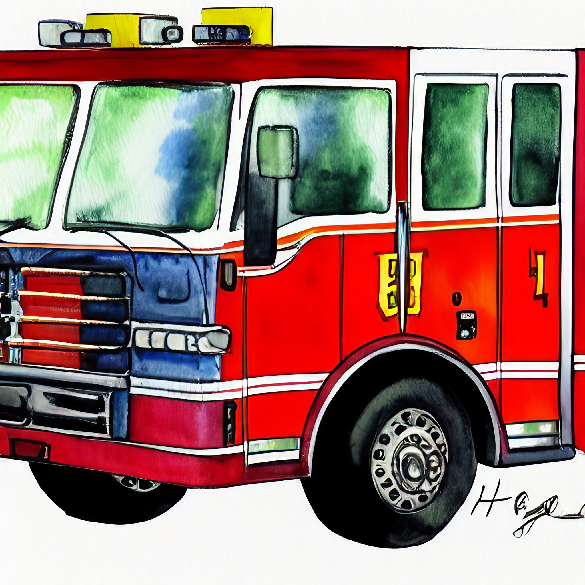 20 Firetruck Themed Digital Designs for Birthdays, Parties, Special ...