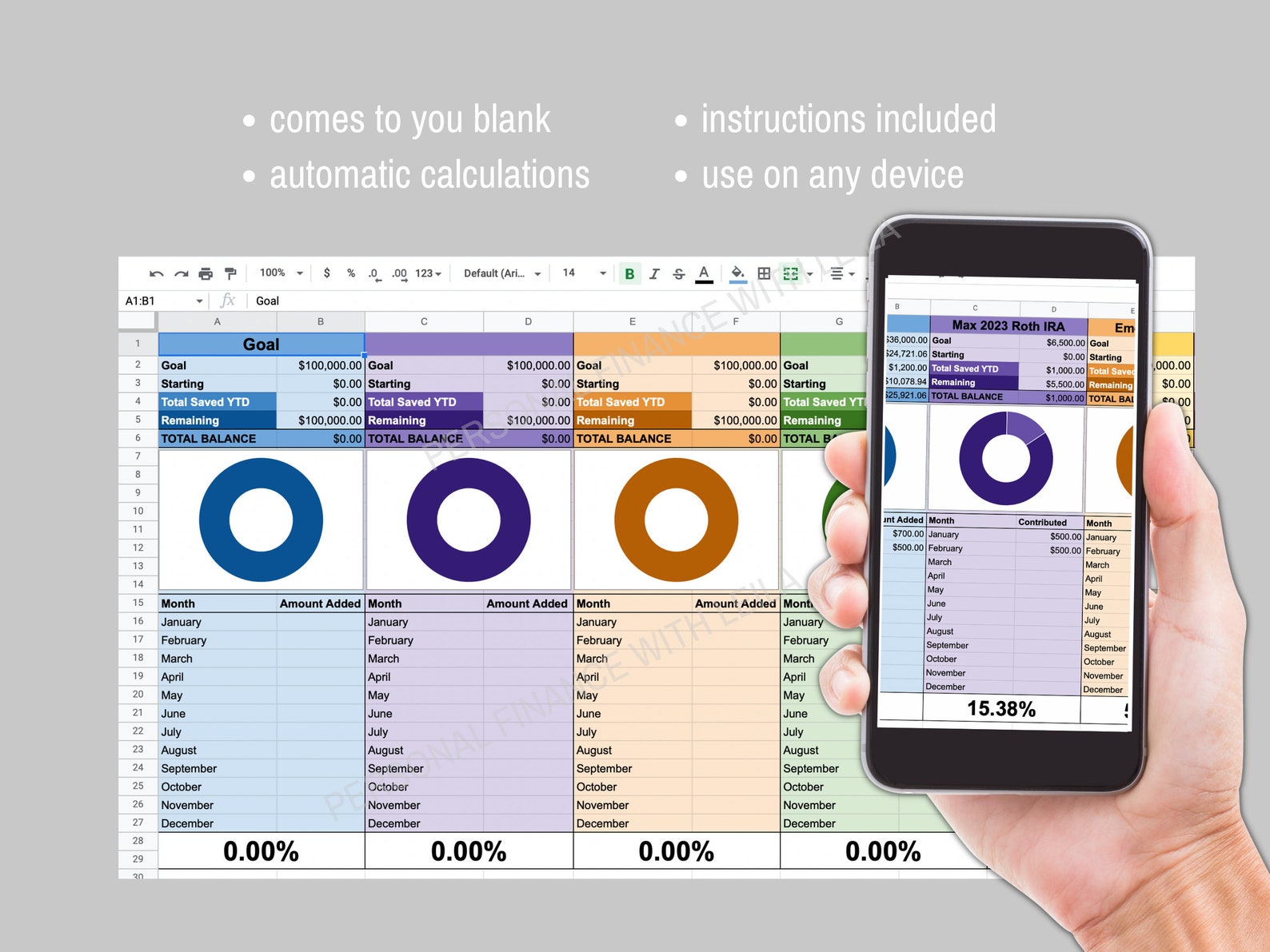 Financial Goal Tracker | Google Sheets Template | Digital Download ...