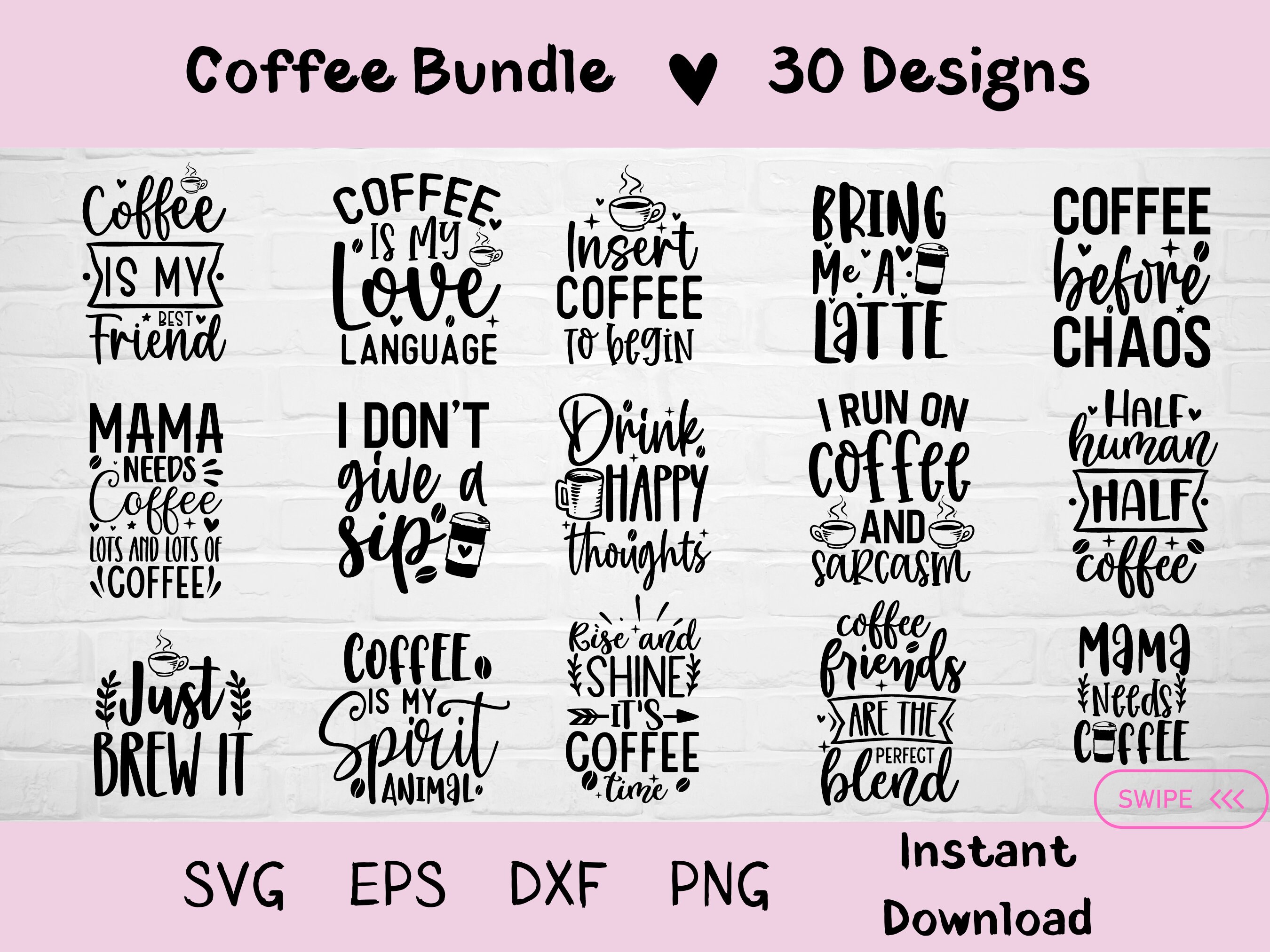 Coffee Bundle Svg, Coffee Lover Svg, Coffee Mug Svg, Funny Coffee Svg, Coffee Cup Svg, Koffein ...