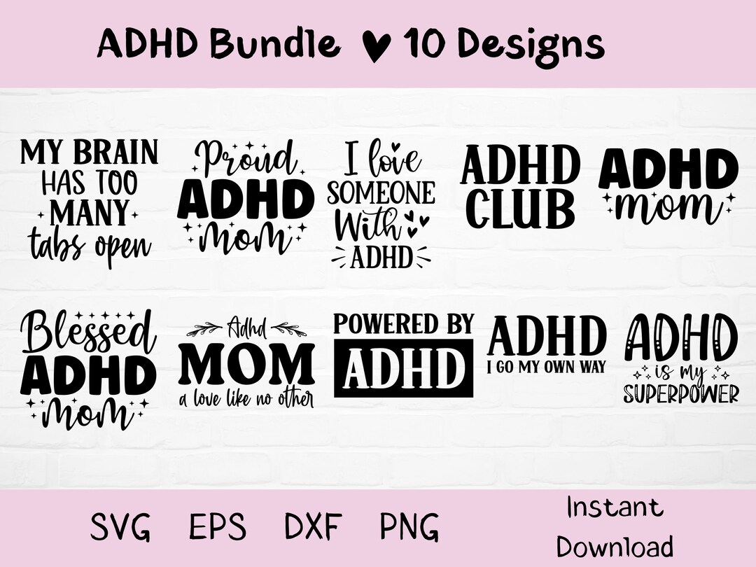 Adhd Svg, Adhd Mom Svg, Adhd Awareness Svg, Neurodiversity Svg, Mental ...