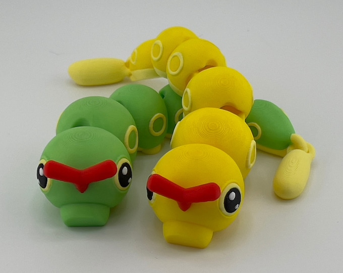Articulated 3D Printed Caterpie Pokemon Chance of Shiny - Etsy
