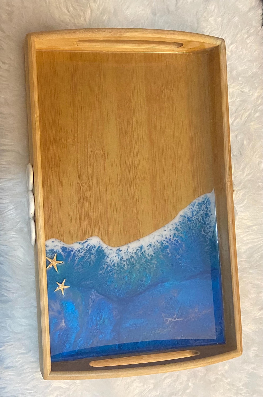 Ocean, Beach Themed Rectangular Bamboo and Resin Serving Tray - Etsy