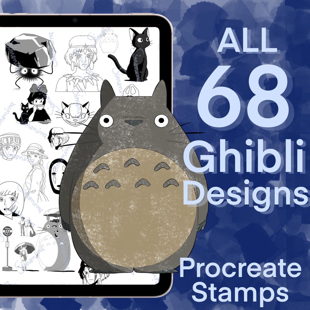 68 Ghibli Studios Characters Procreate Stamps Brush Set (digital ...