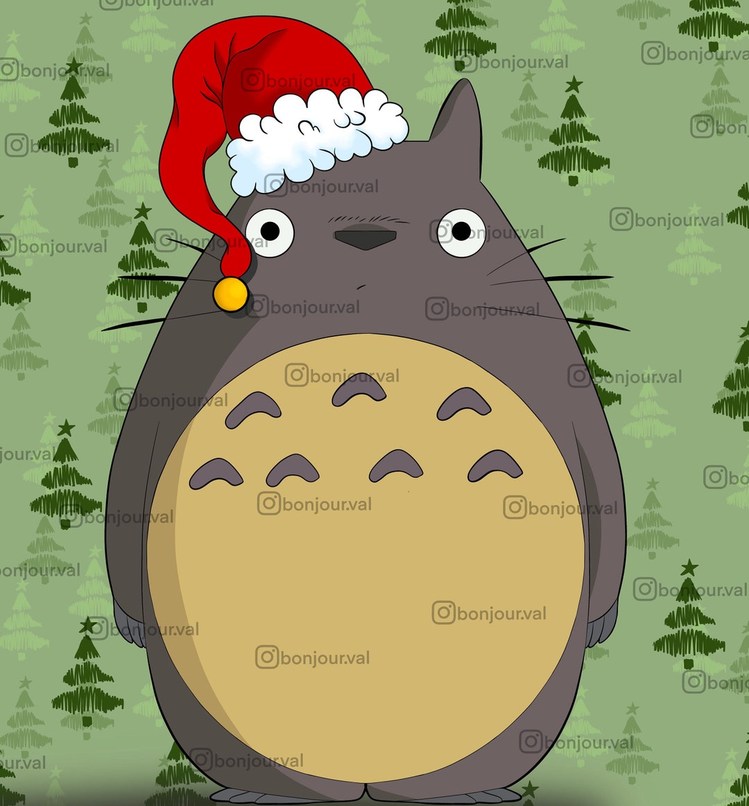 Christmas Totoro Png, Sublimation Design, Merry Christmas Png, Digital ...