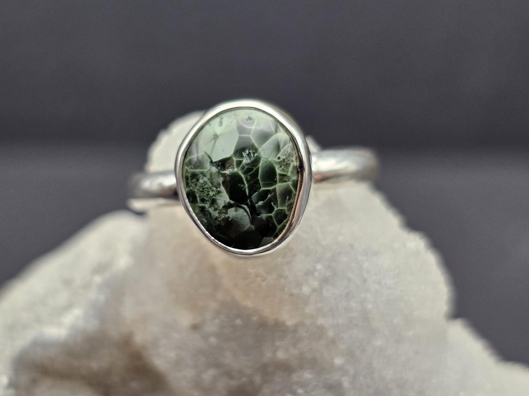 Handmade Isle Royale Michigan Greenstone Sterling Silver Band Ring Size ...