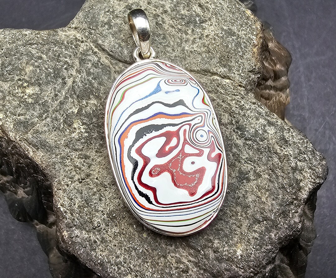 Fordite Detroit Agate Motor Agate Sterling Silver Pendant - Etsy