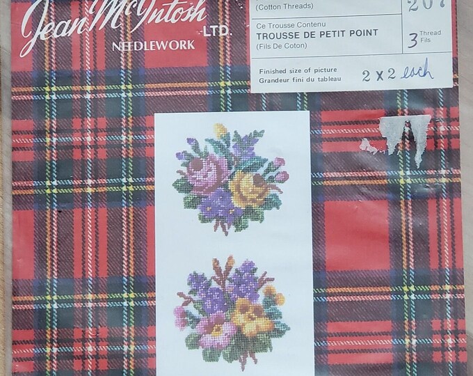 Jean Mcintosh Needlework Petit Point Kit #M207 Two Small Round Florals ...