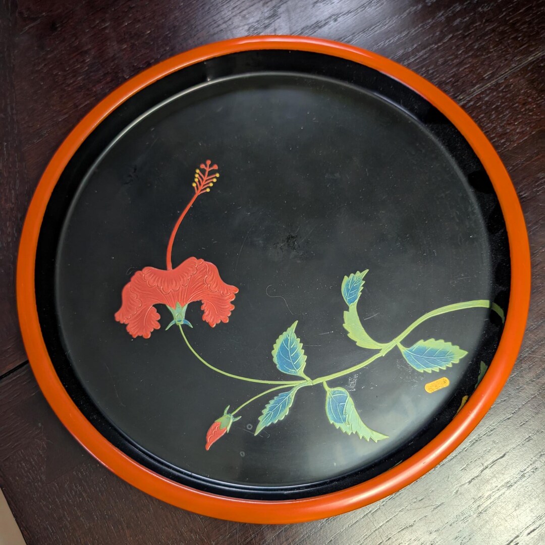 Vintage Ryukyu Lacquerware Tray With Hibiscus Flower Pattern - Etsy