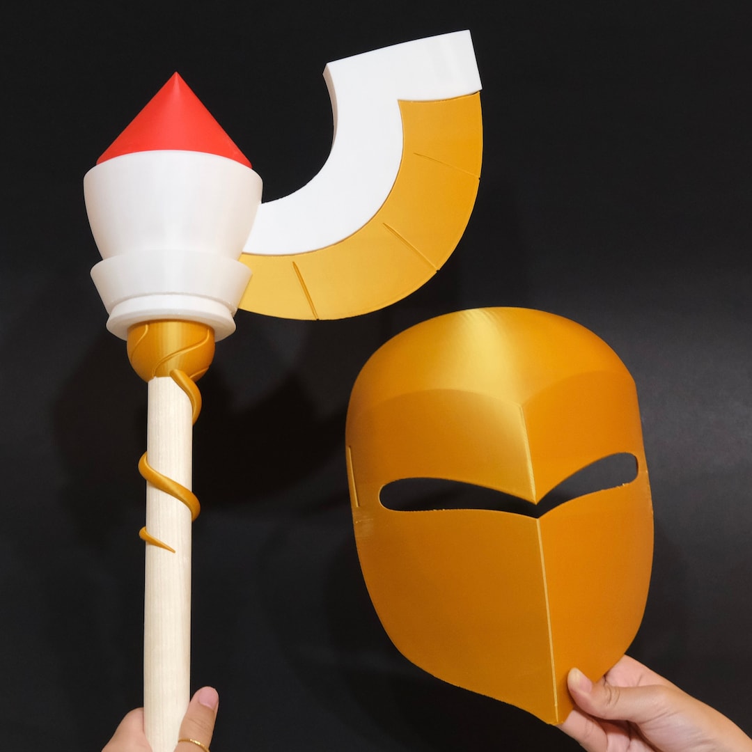 Golden Guard Mask & Staff Topper - Etsy