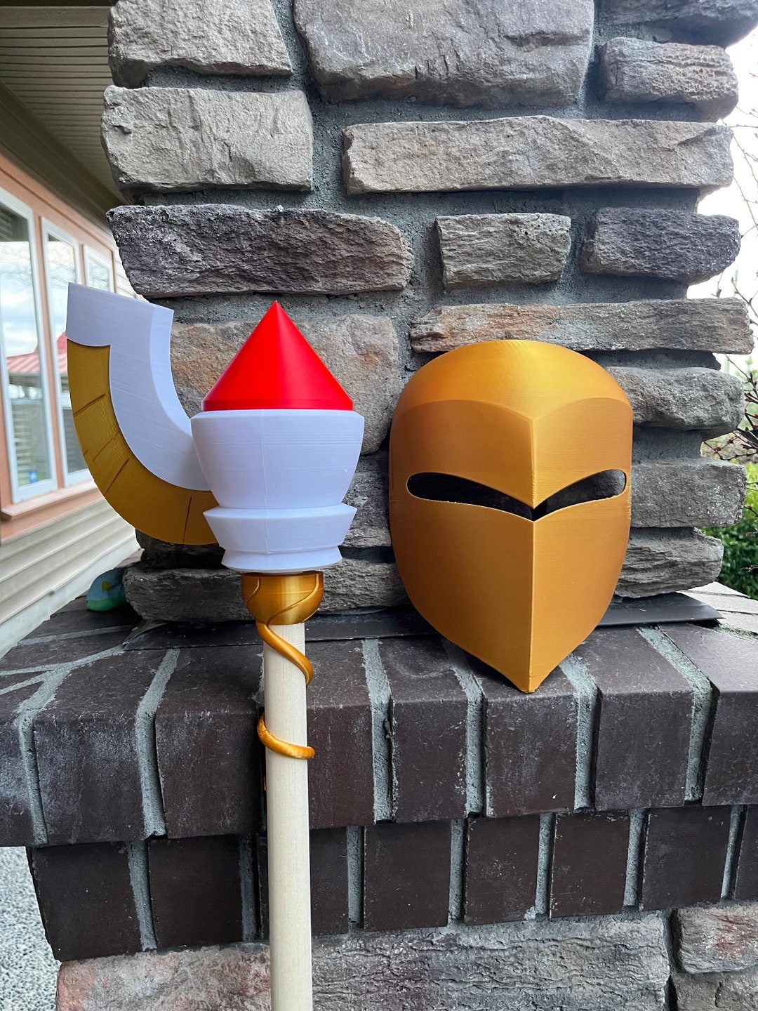 Golden Guard Mask & Staff Topper - Etsy