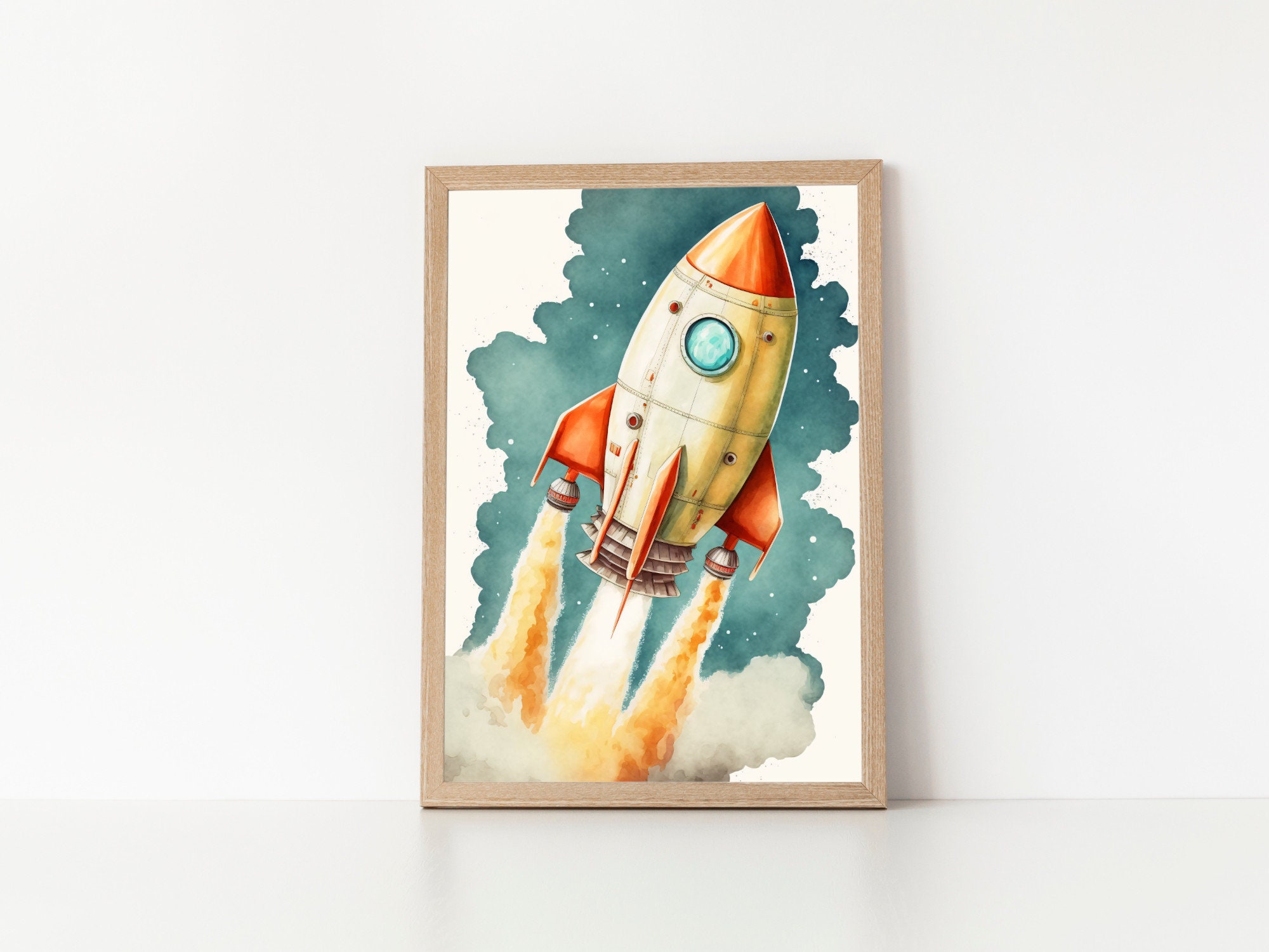 Nursery Rocket Ship Wall Art, Printable Kids Poster, Space & Science ...