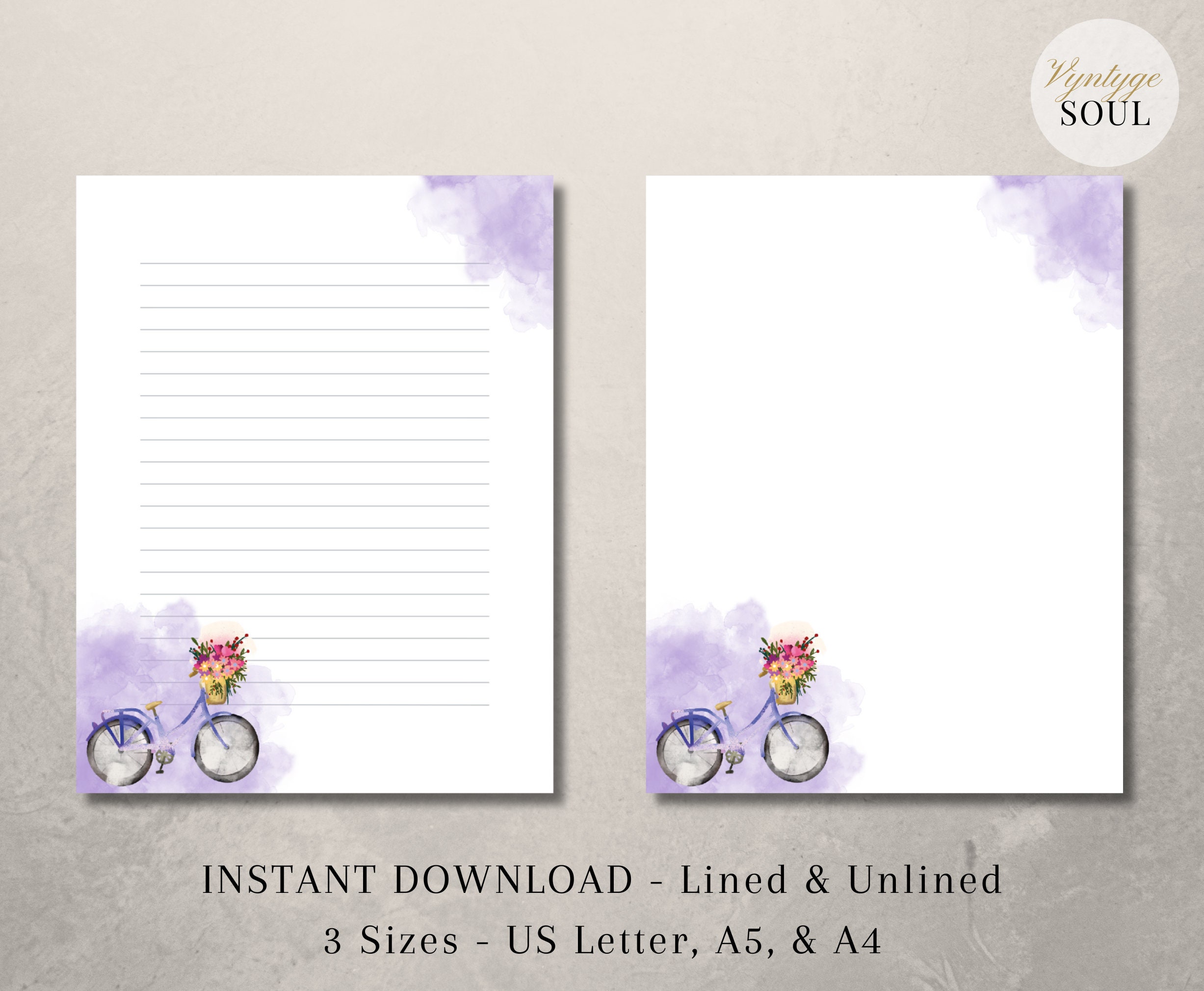 Butcher's Basket Printable Stationery Floral Stationary Flower Writing ...