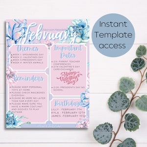 Purple Floral January/february Newsletter Preschool - Etsy