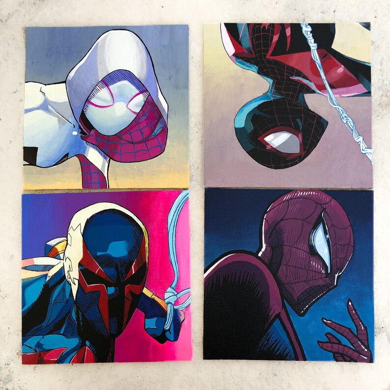 Miles Morales Spider-man Hand Painted Acrylic 8x8 Painting - Etsy