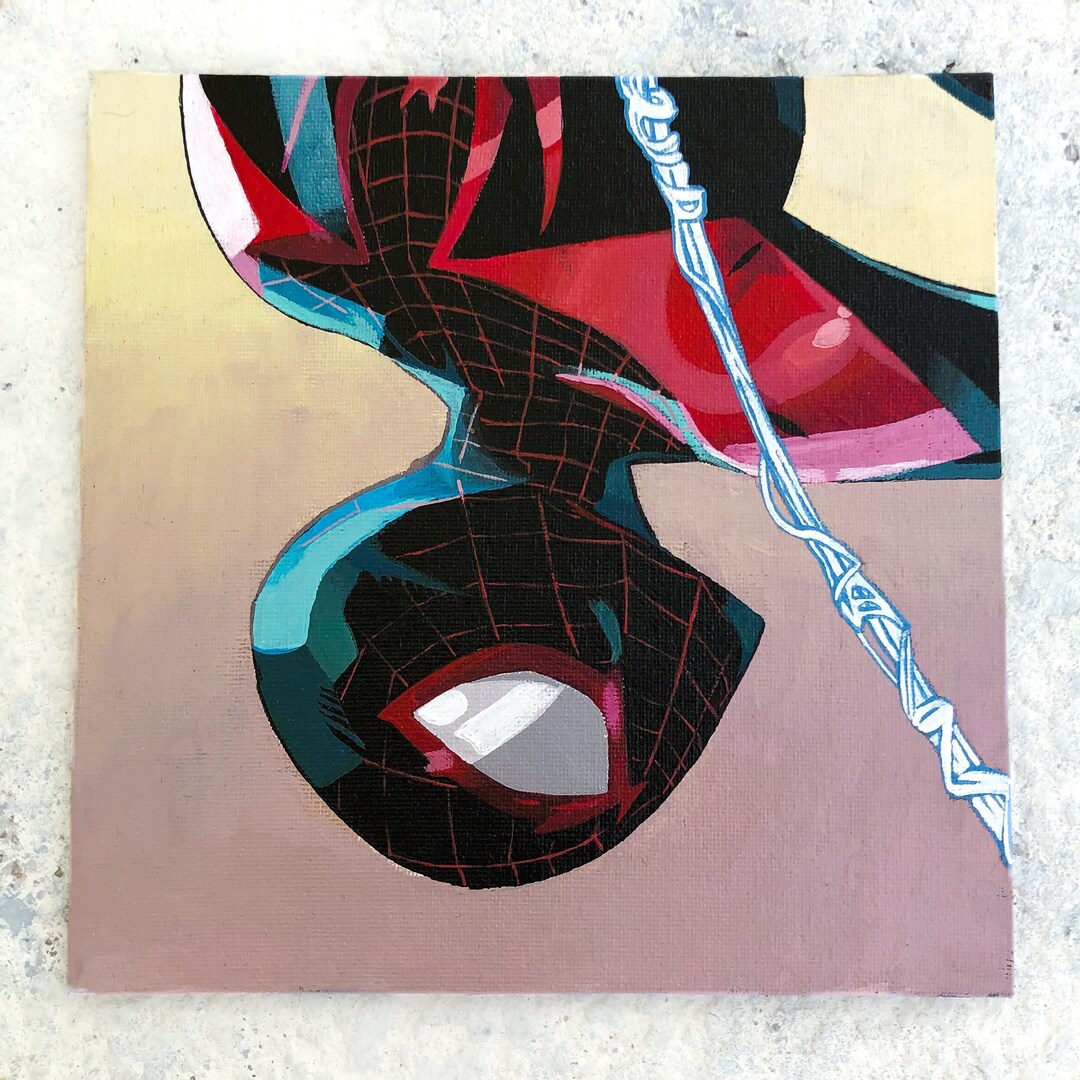 Miles Morales Spider-man Hand Painted Acrylic 8x8 Painting - Etsy