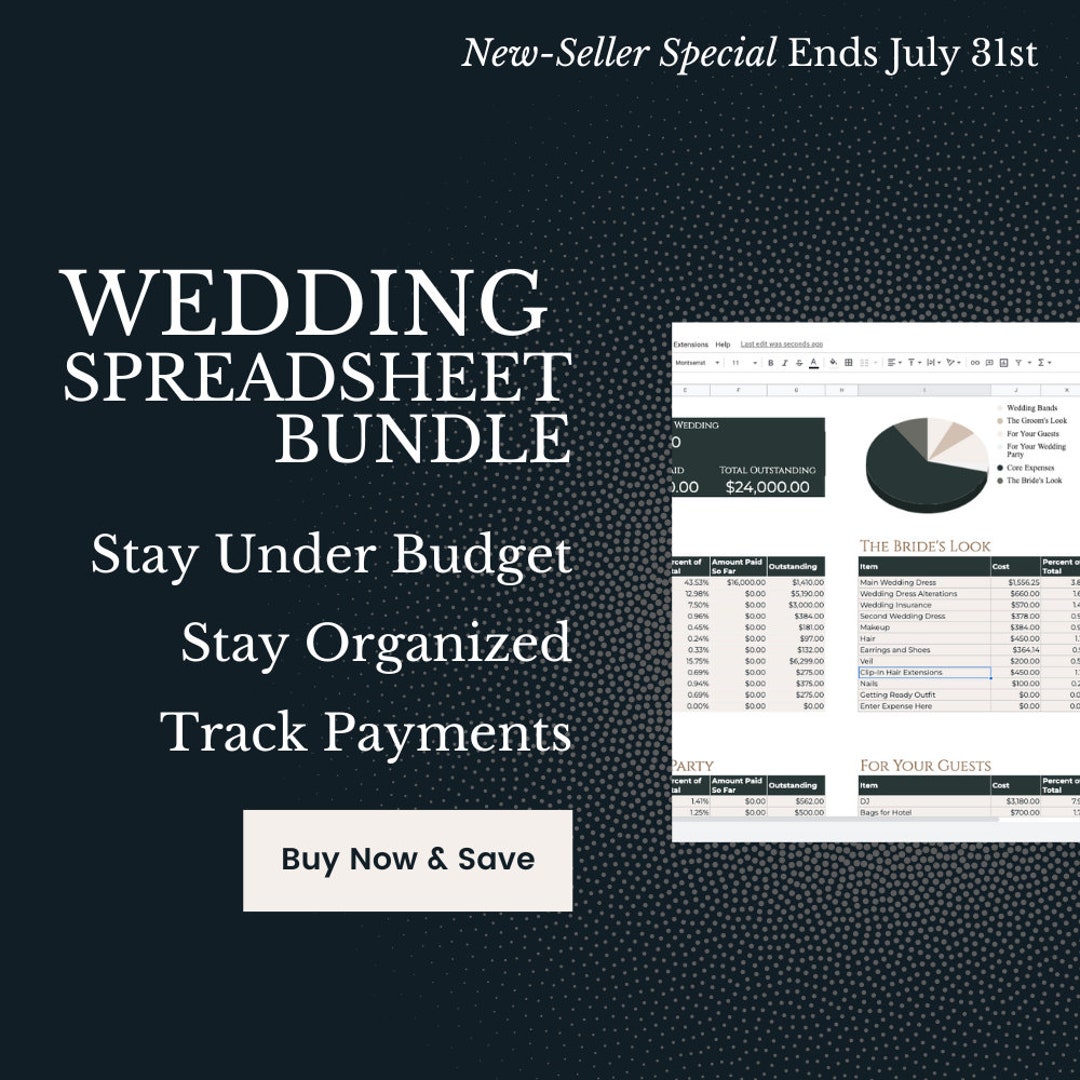 New-seller July Special: Wedding Spreadsheet Bundle - Etsy