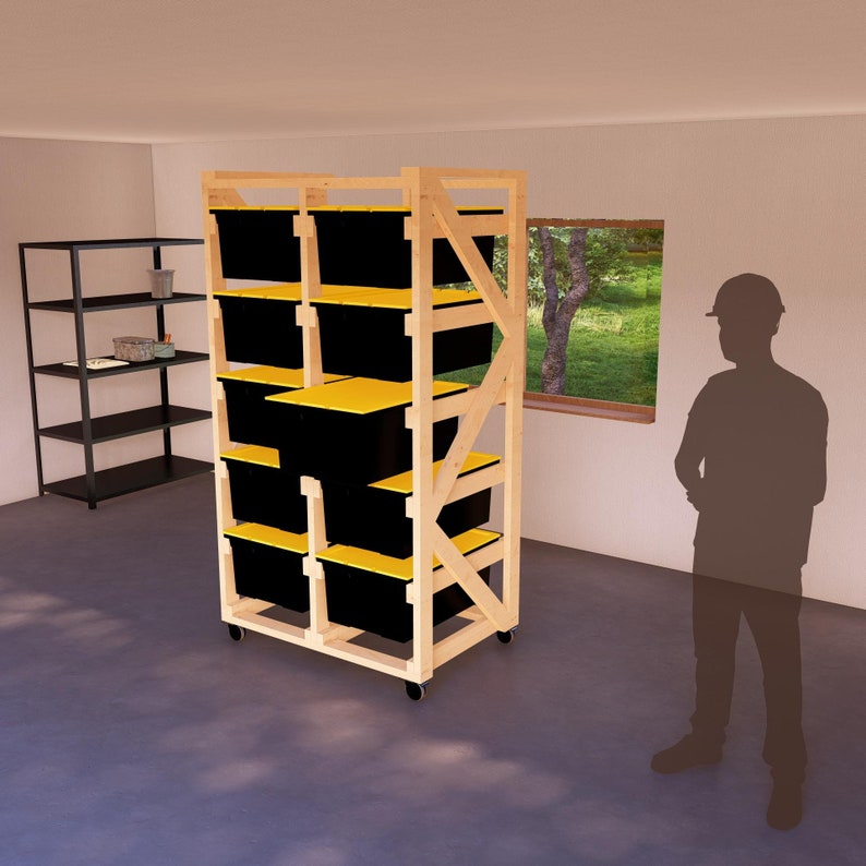 DIY Modular Tote Adaptable Storage Rack Plans, Mobile Wooden Design for ...