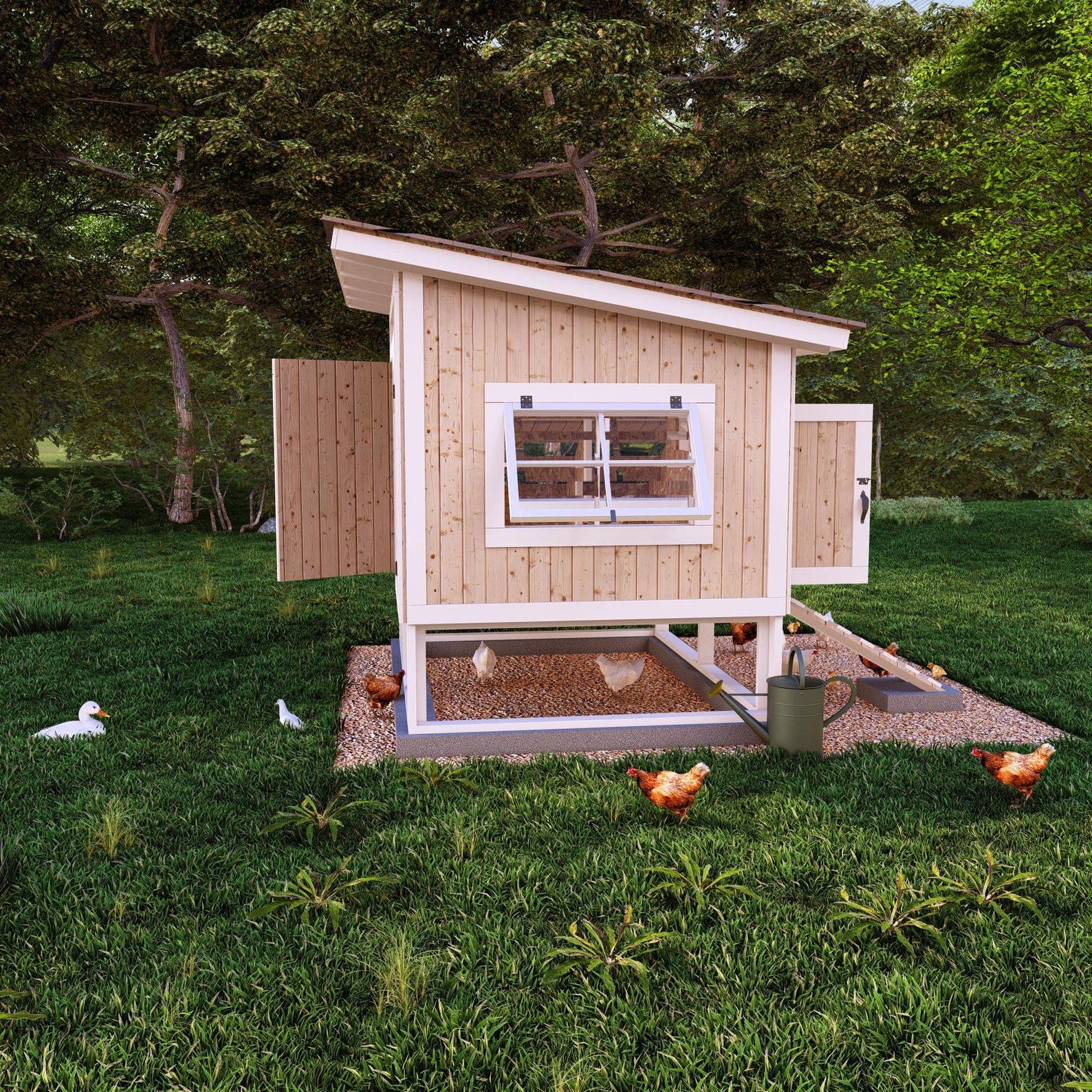 Spacious Chicken Coop Plans for 20 Chickens, 6x8 DIY Hen House With ...