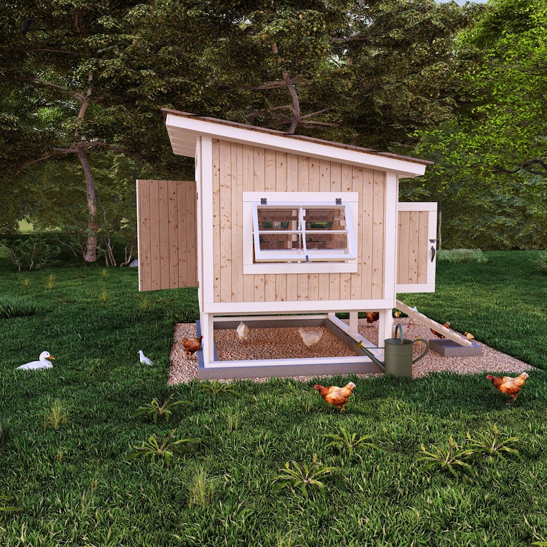 Spacious Chicken Coop Plans for 20 Chickens, 6x8 DIY Hen House With Detailed Instructions, 3D ...
