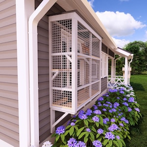 DIY Window Catio Plans, Outdoor Cat Enclosure With Scratching Post ...