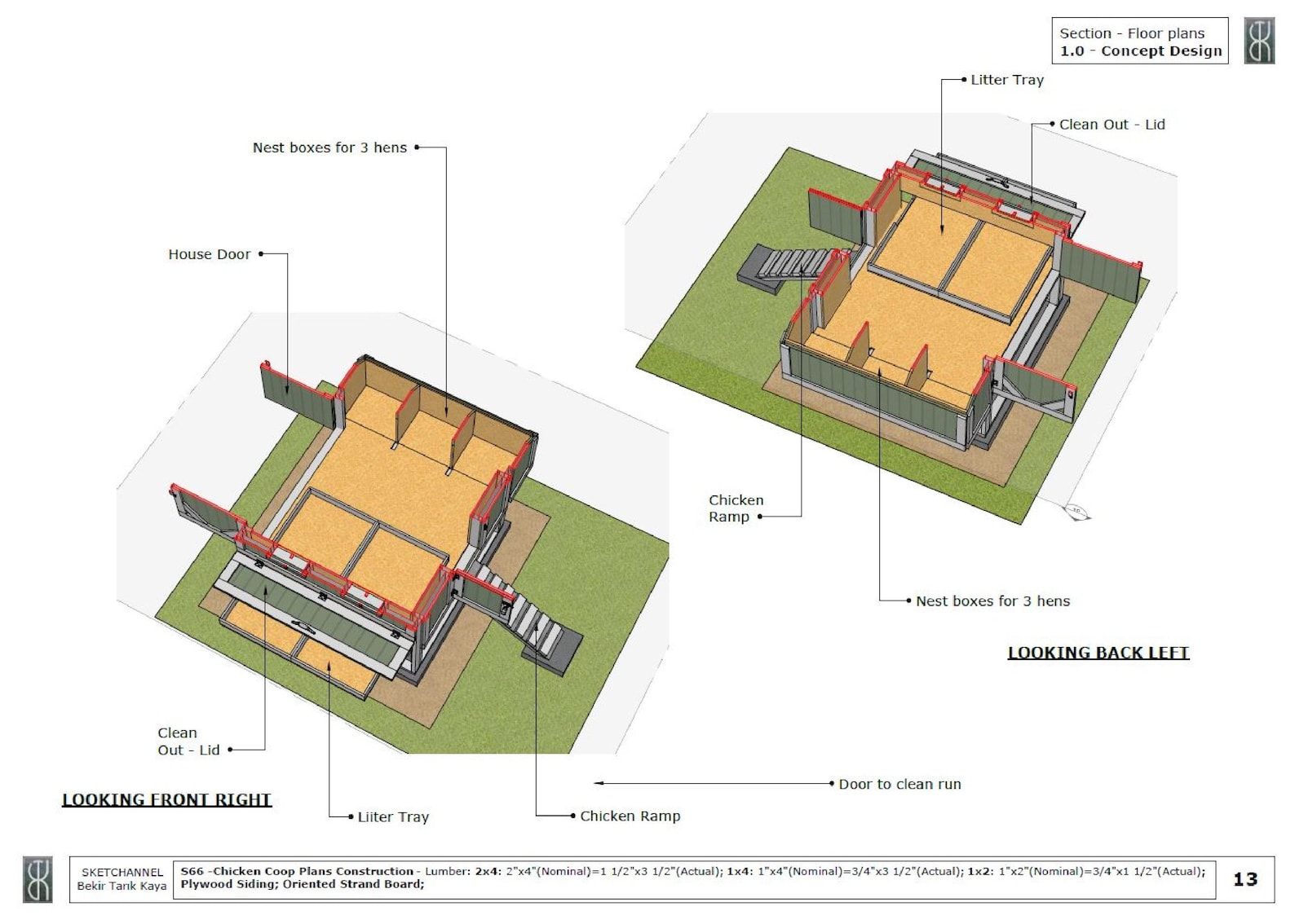 Chicken Coop Plans for 16 Chickens 6x6 Ft, DIY Hen House Blueprint, PDF ...