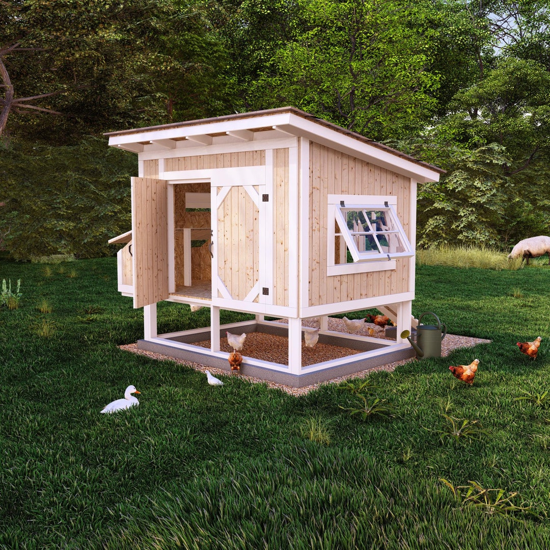 Spacious Chicken Coop Plans for 20 Chickens, 6x8 DIY Hen House With ...