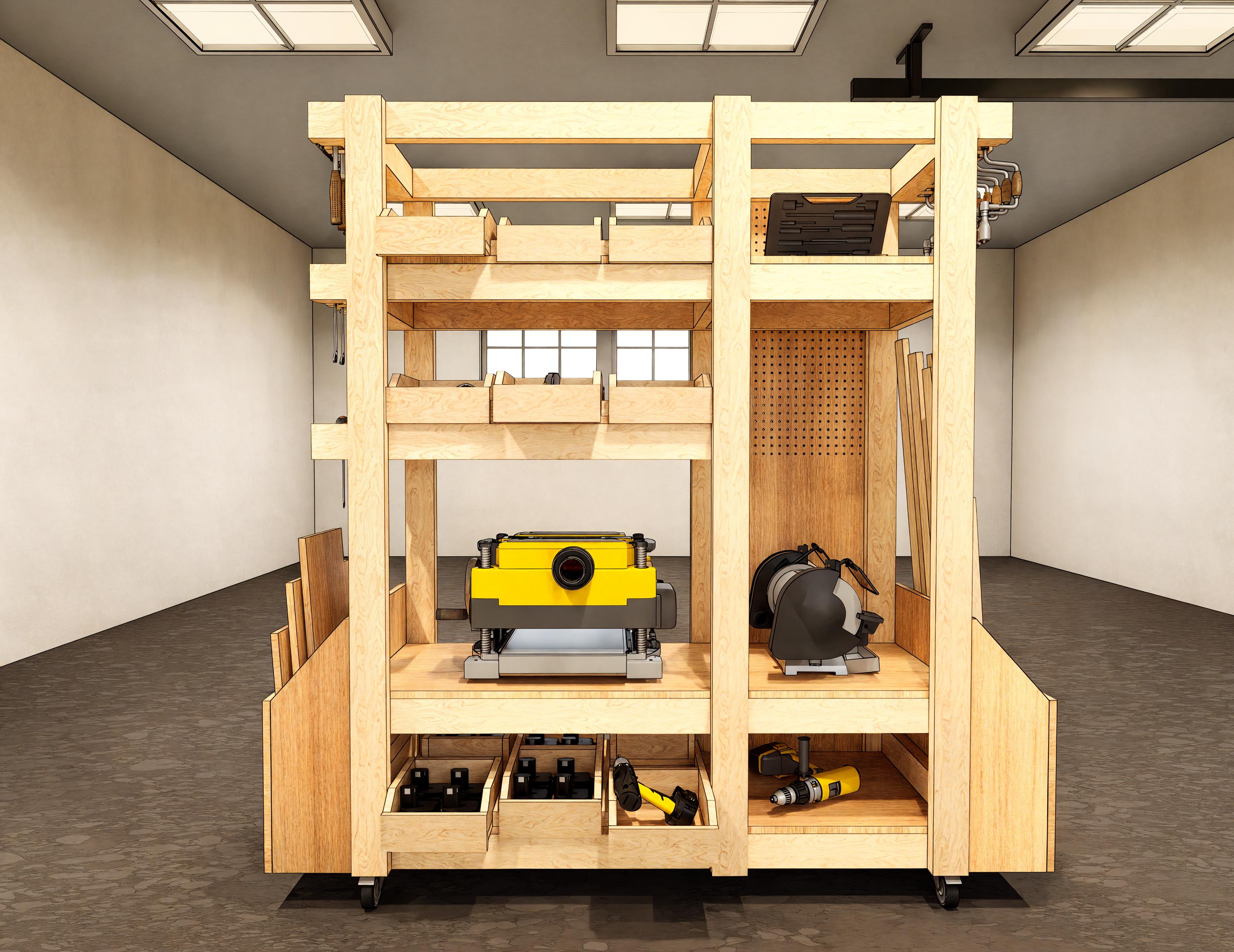 DIY Mobile Storage Cart Plans – Rolling Workshop Tool & Lumber ...