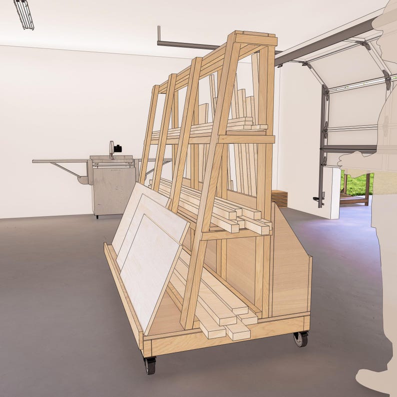 DIY 3×6 Mobile Wood Storage Cart Plans – Ultimate Rolling Lumber Cart ...