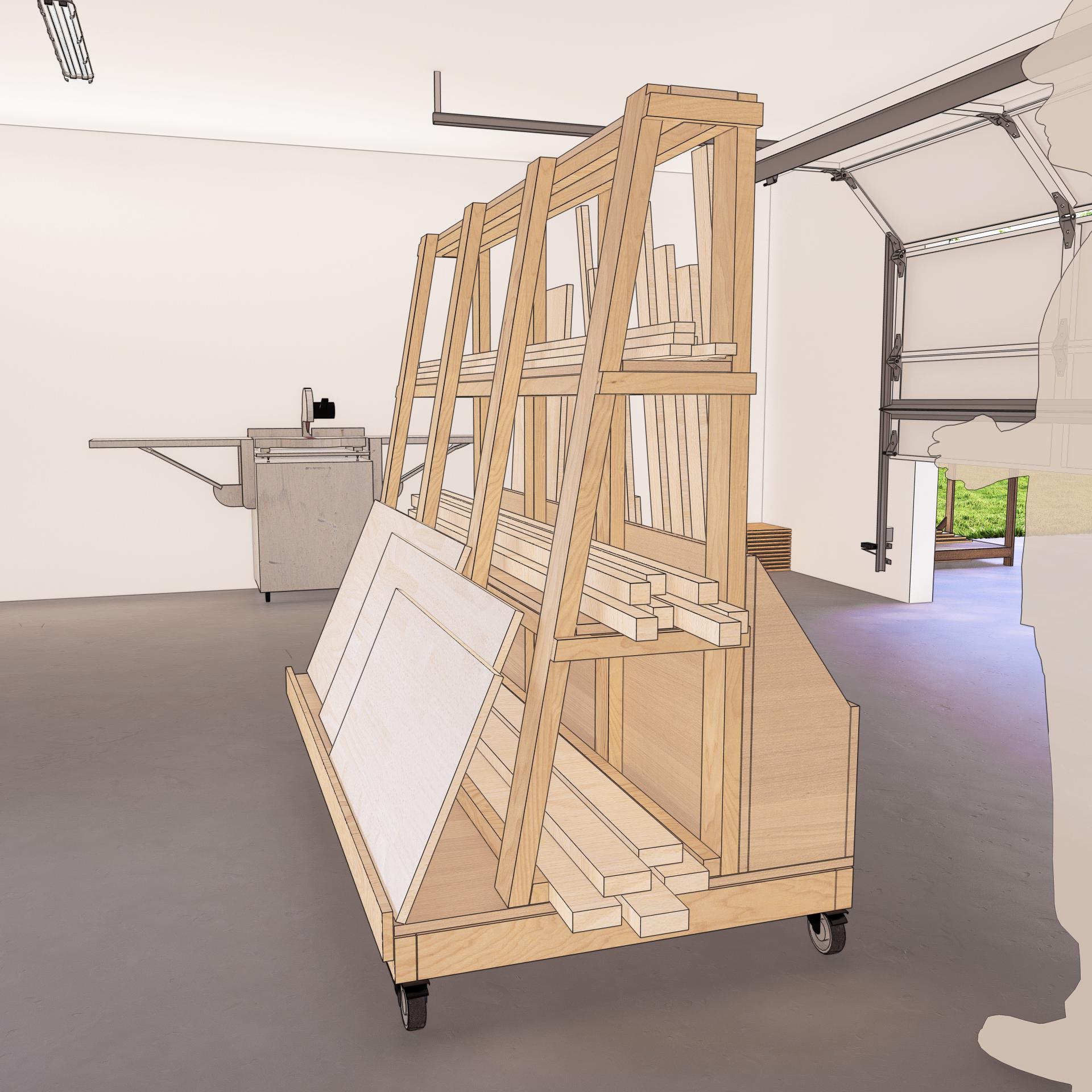 DIY 3×6 Mobile Wood Storage Cart Plans – Ultimate Rolling Lumber Cart ...