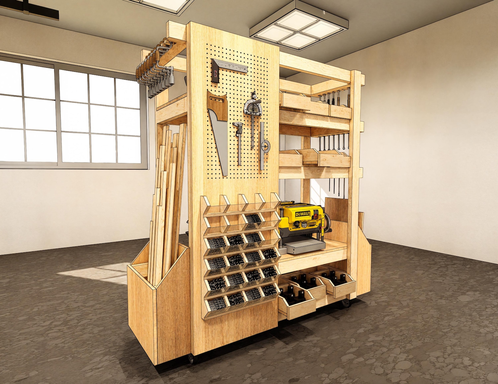 DIY Mobile Storage Cart Plans – Rolling Workshop Tool & Lumber ...