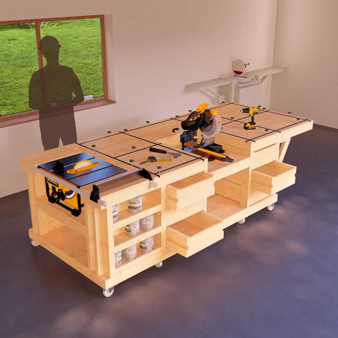 4x8 Ft DIY Foldable Garage Workbench Plans – Space-saving Design With T ...